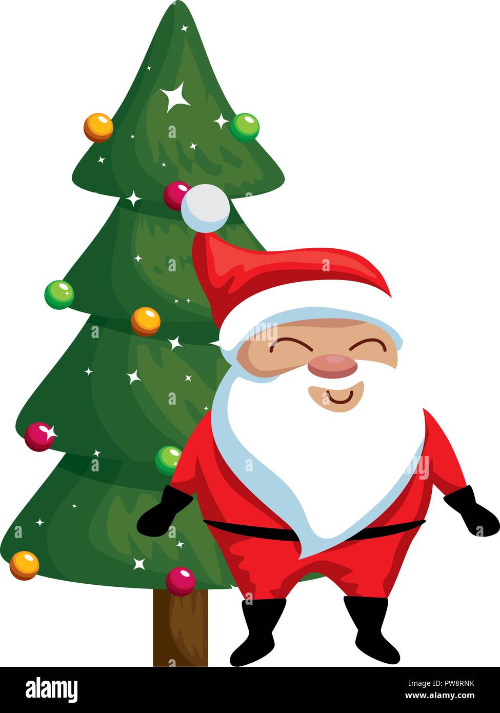 merry christmas tree with santa claus Stock Vector Image & Art - Alamy