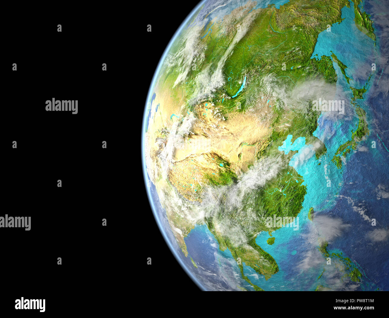 Asia on extremely high detailed beautifully textured 3D model of Earth ...