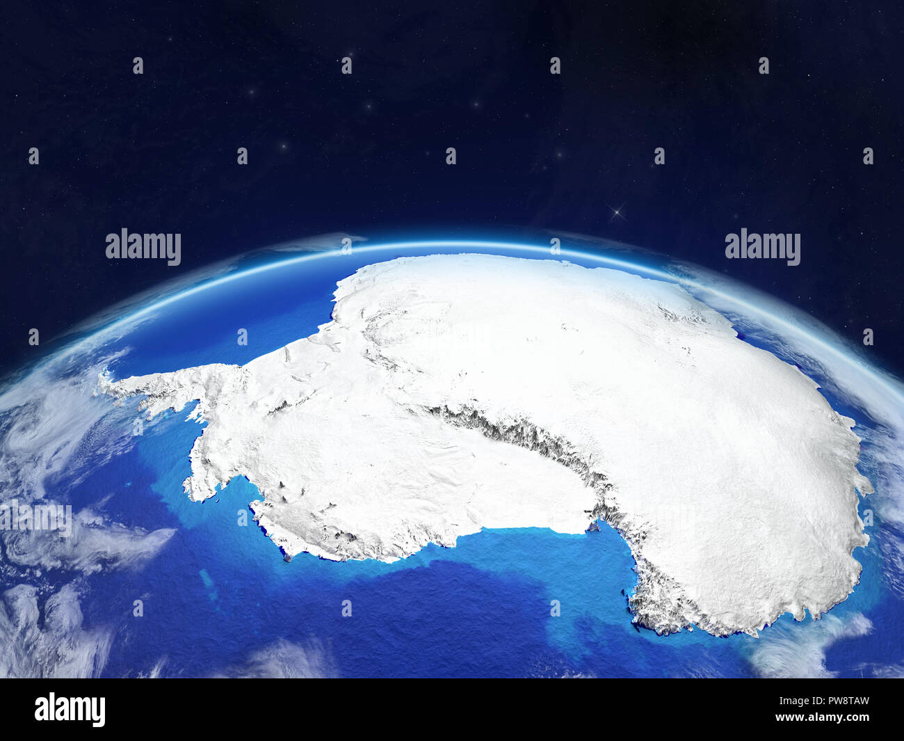 Antarctica on planet planet Earth in space. Extremely detailed planet ...