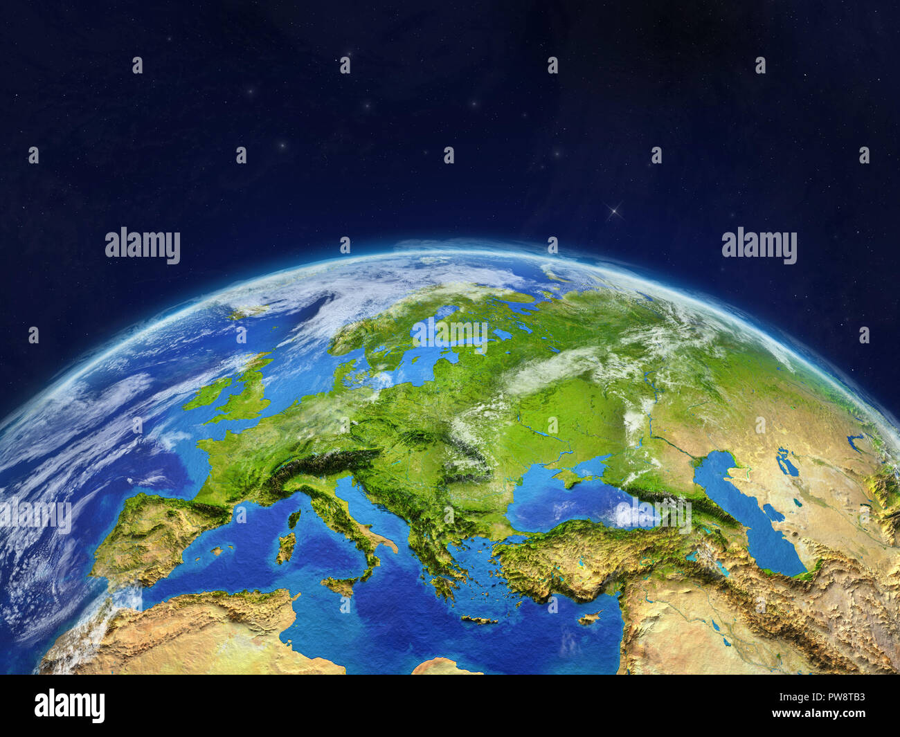 Europe on planet planet Earth in space. Extremely detailed planet ...