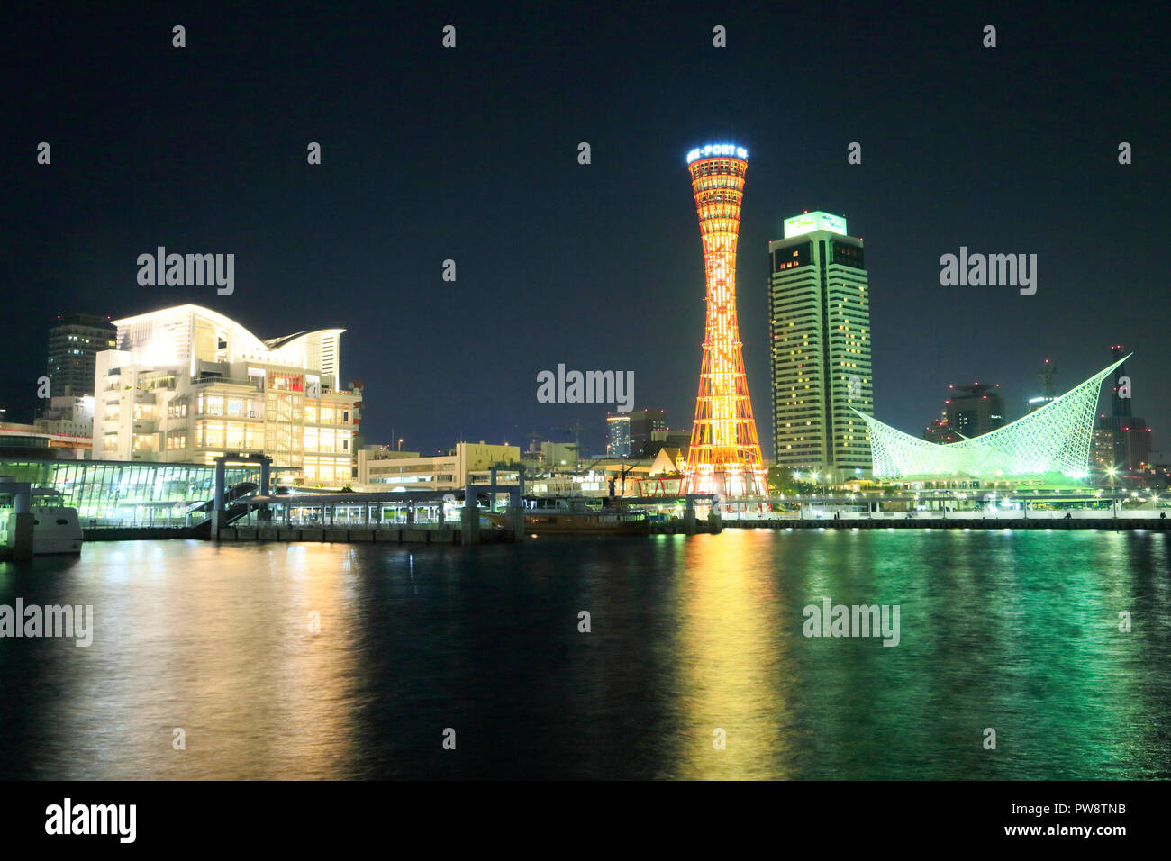 Night view of Kobe port Stock Photo - Alamy