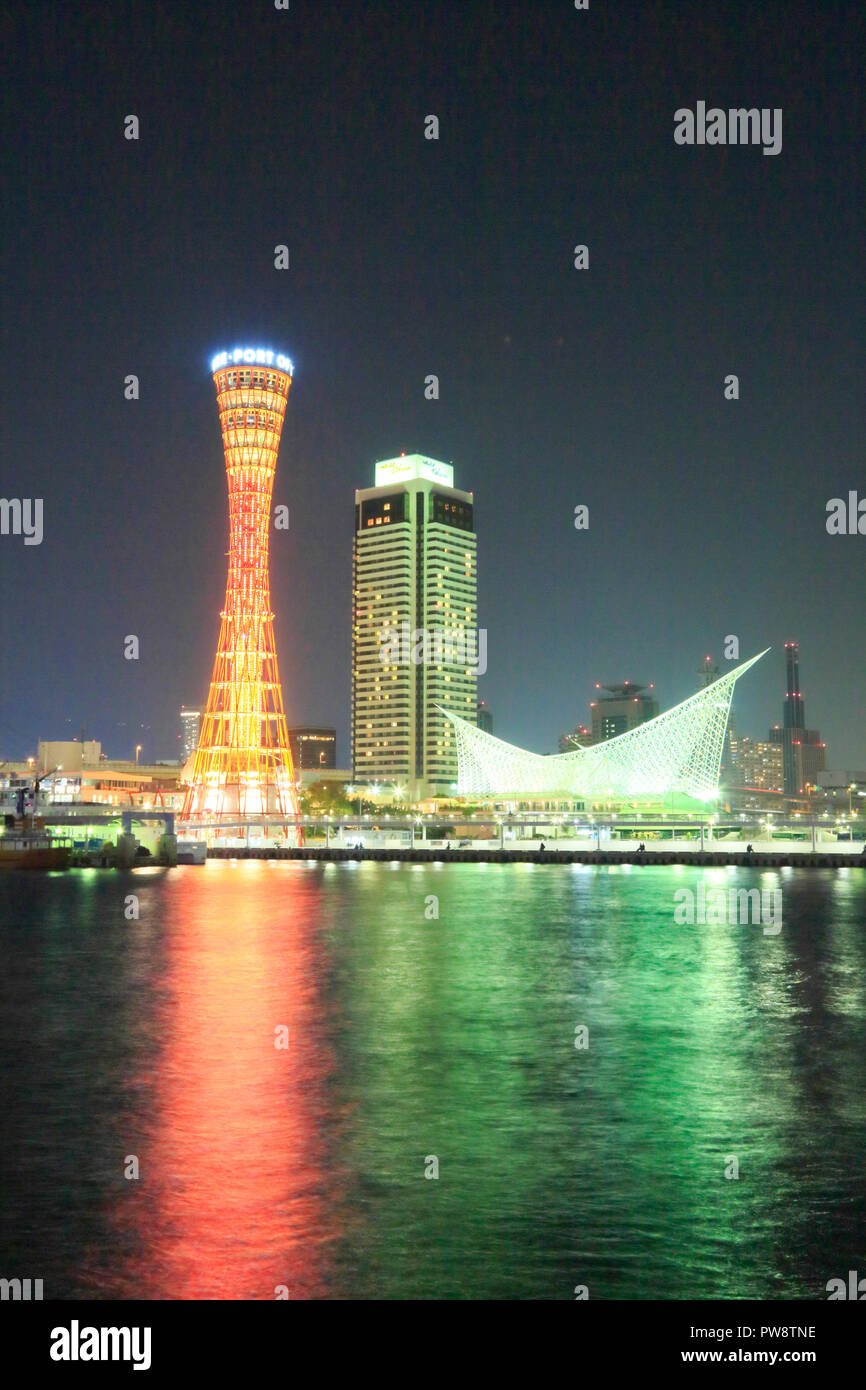 Night view of Kobe port Stock Photo - Alamy
