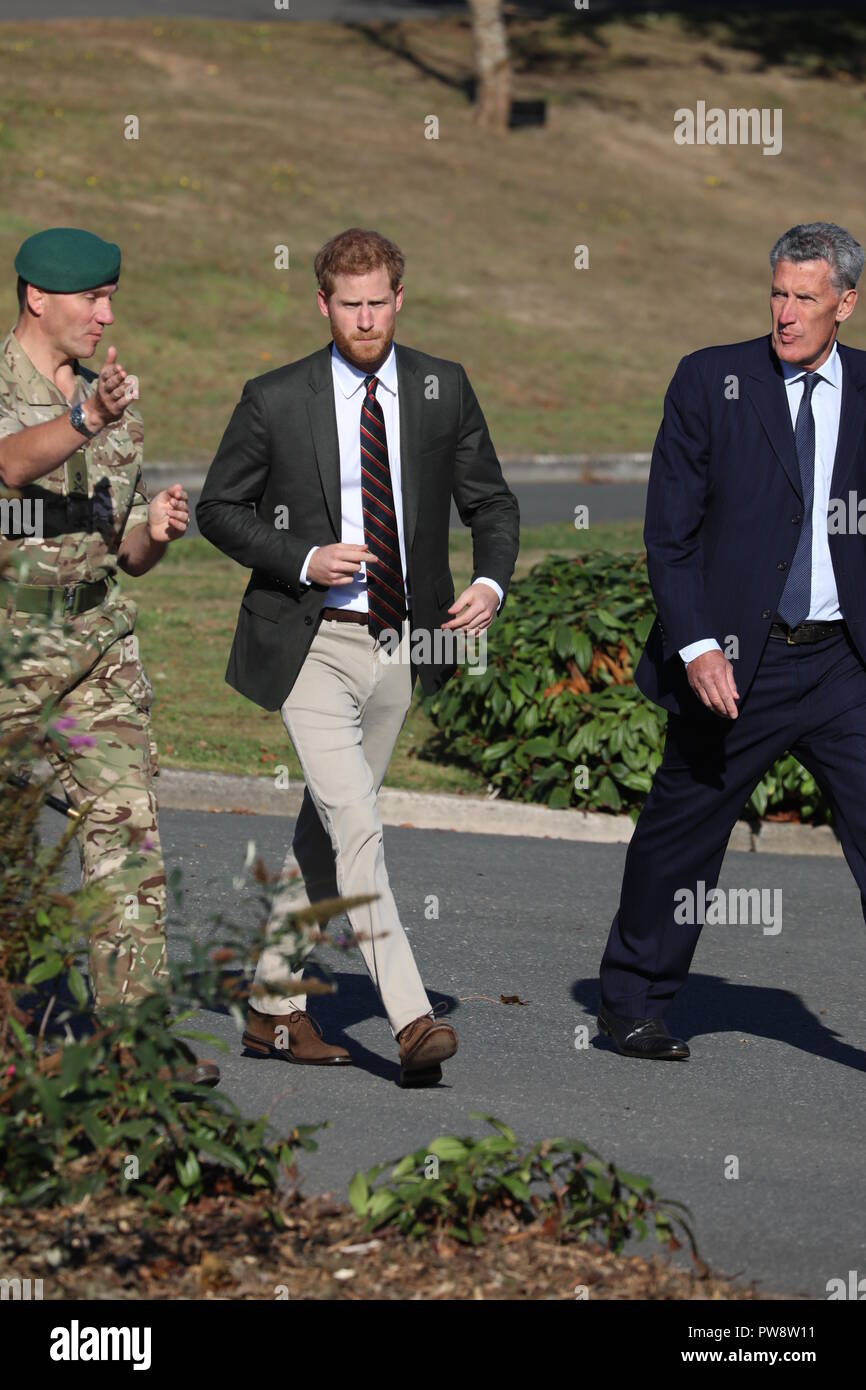 Prince Harry arrives by helicopter at Commando Training Centre Royal ...