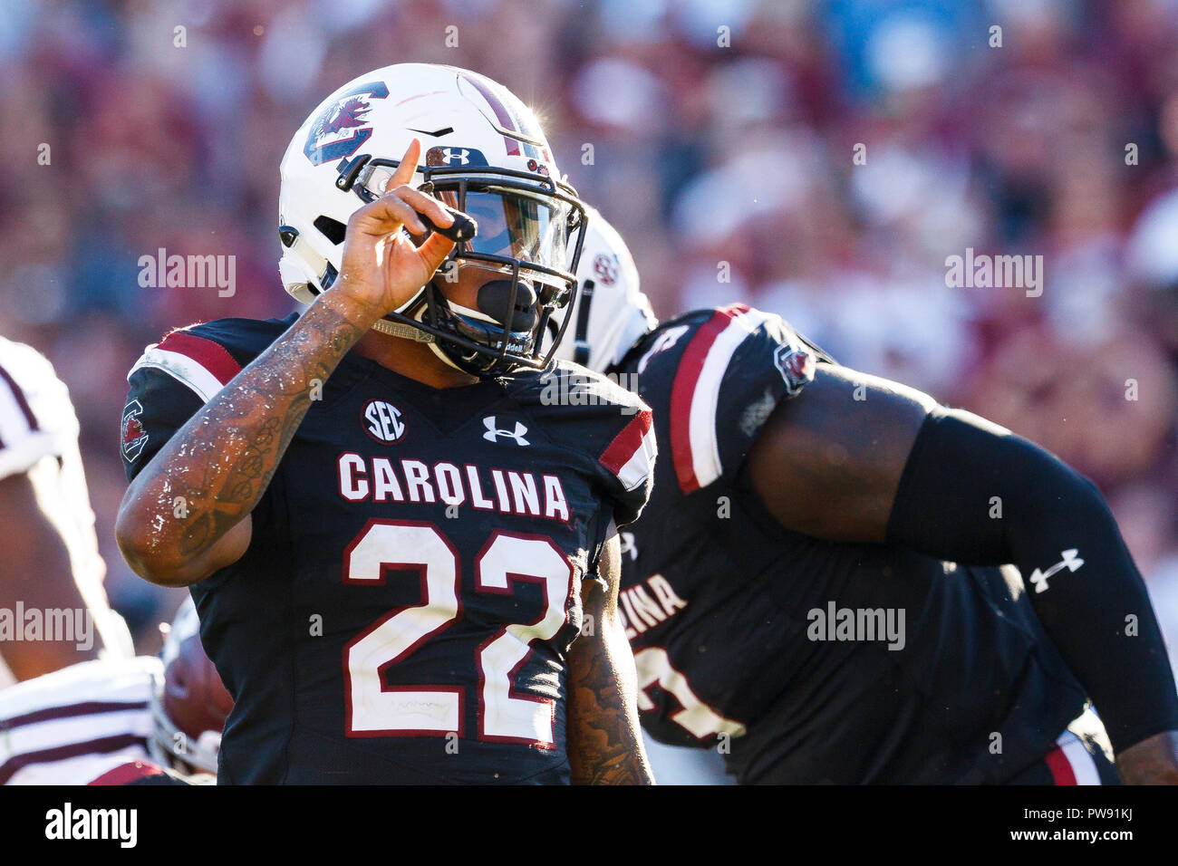 Columbia, SC, USA. 13th Oct, 2018. South Carolina Gamecocks defensive ...