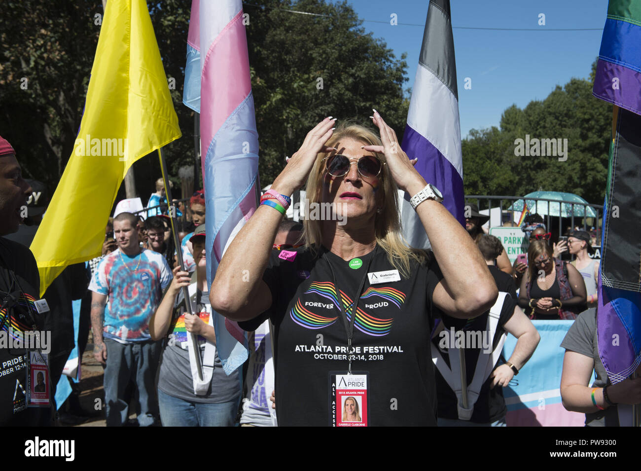Atlanta, GA, USA. 13th Oct, 2018. Transgender community marches through ...