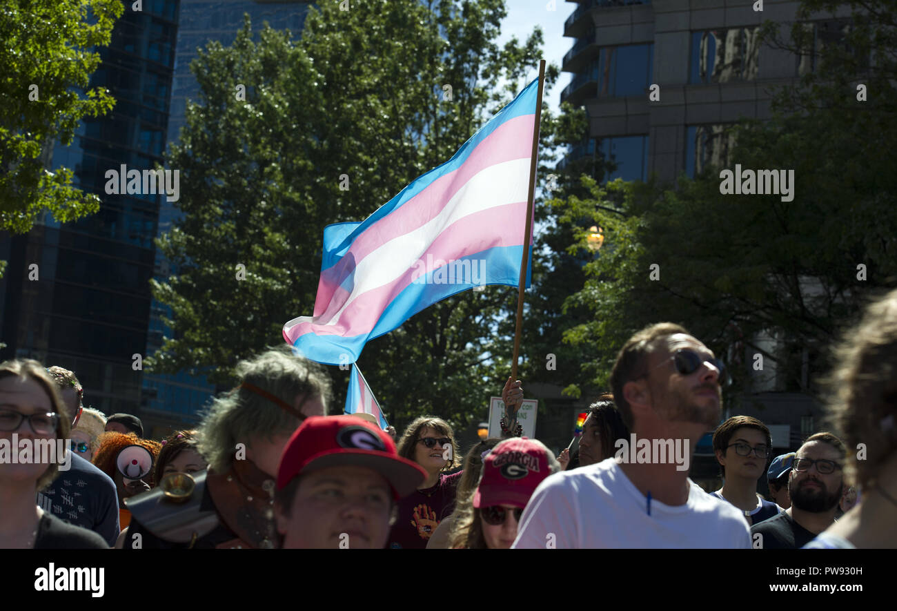 Atlanta, GA, USA. 13th Oct, 2018. Transgender community marches through ...