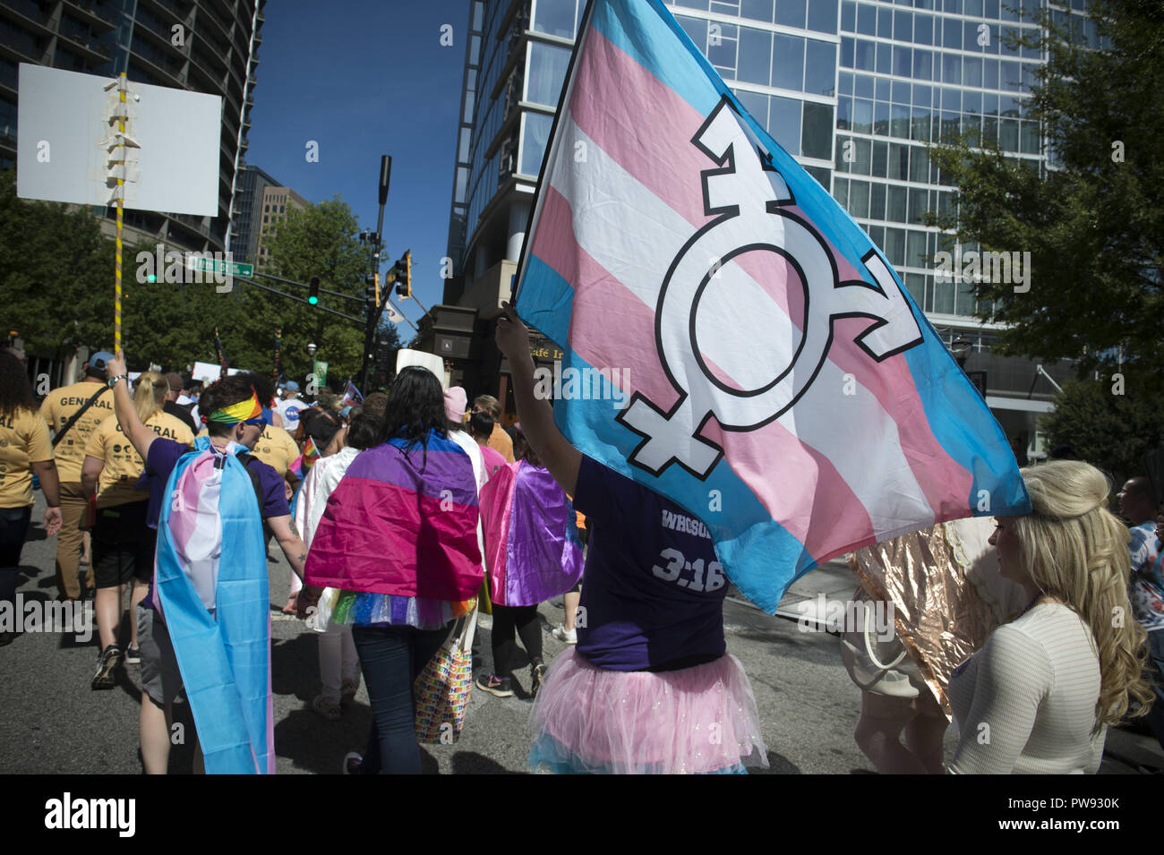 Atlanta, GA, USA. 13th Oct, 2018. Transgender community marches through ...