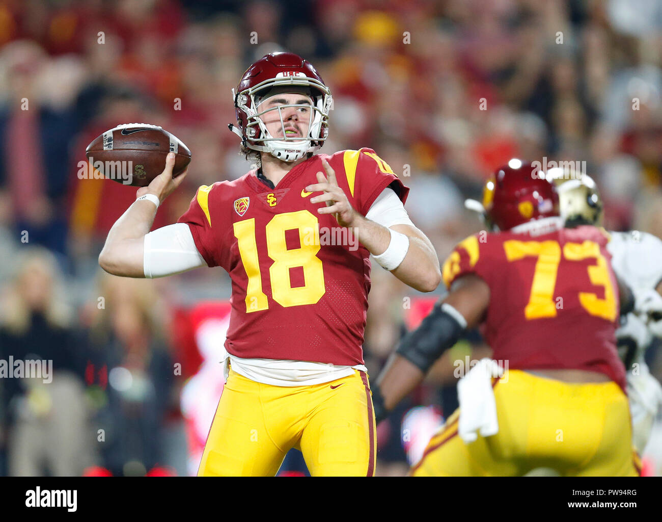 October 13, 2018 USC Trojans quarterback JT Daniels #18 throws a pass ...