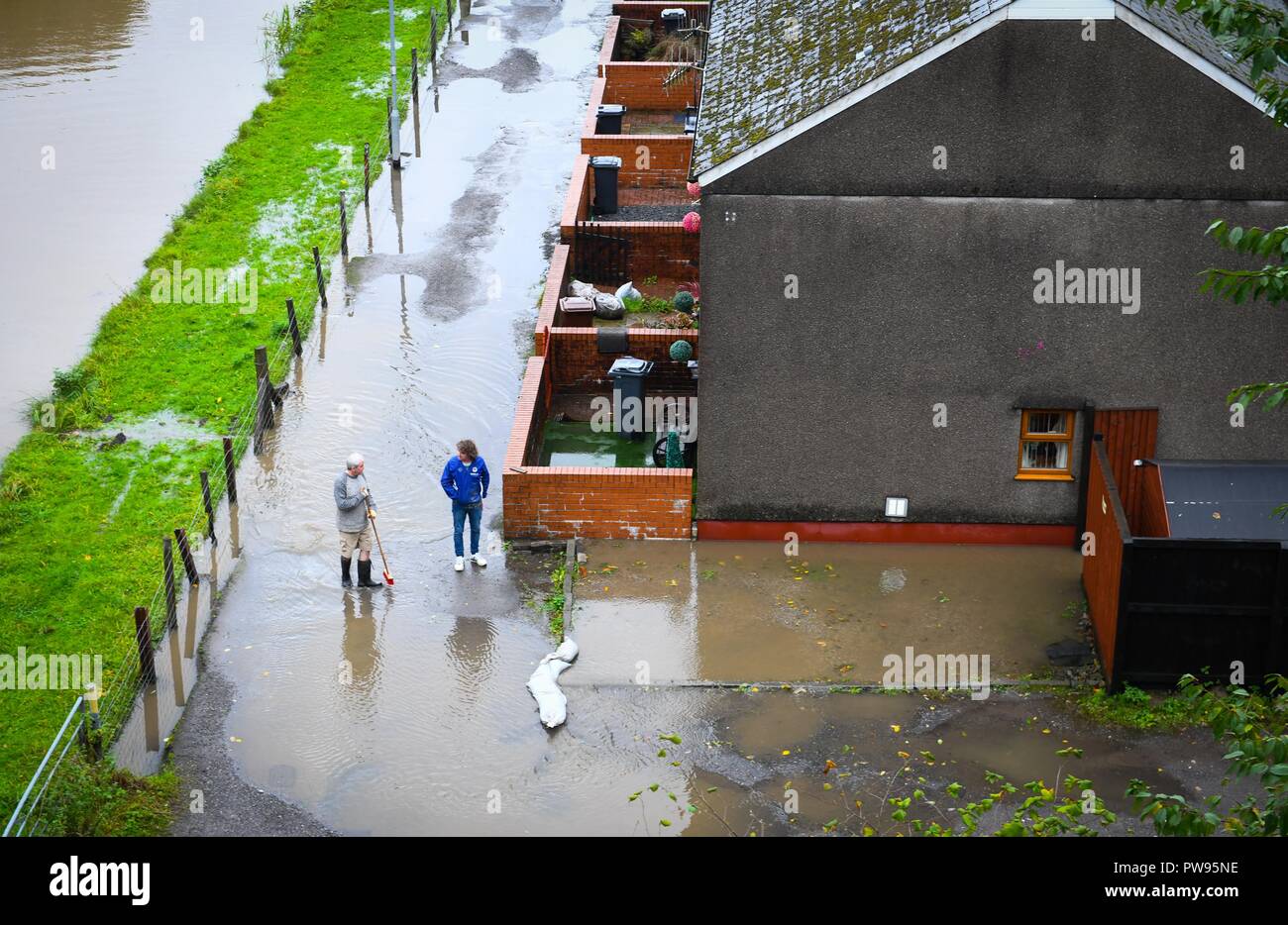 Saturday 13th October 2018. Tonna, South Wales, UK. Flooding effected ...