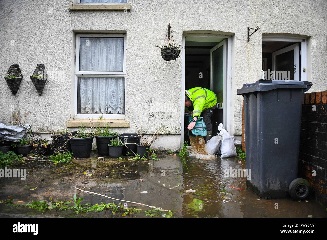 Saturday 13th October 2018. Tonna, South Wales, UK. Flooding effected ...