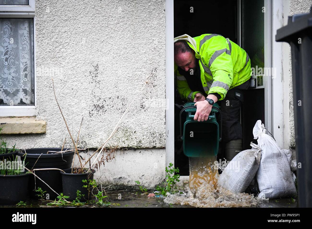 Saturday 13th October 2018. Tonna, South Wales, UK. Flooding effected ...