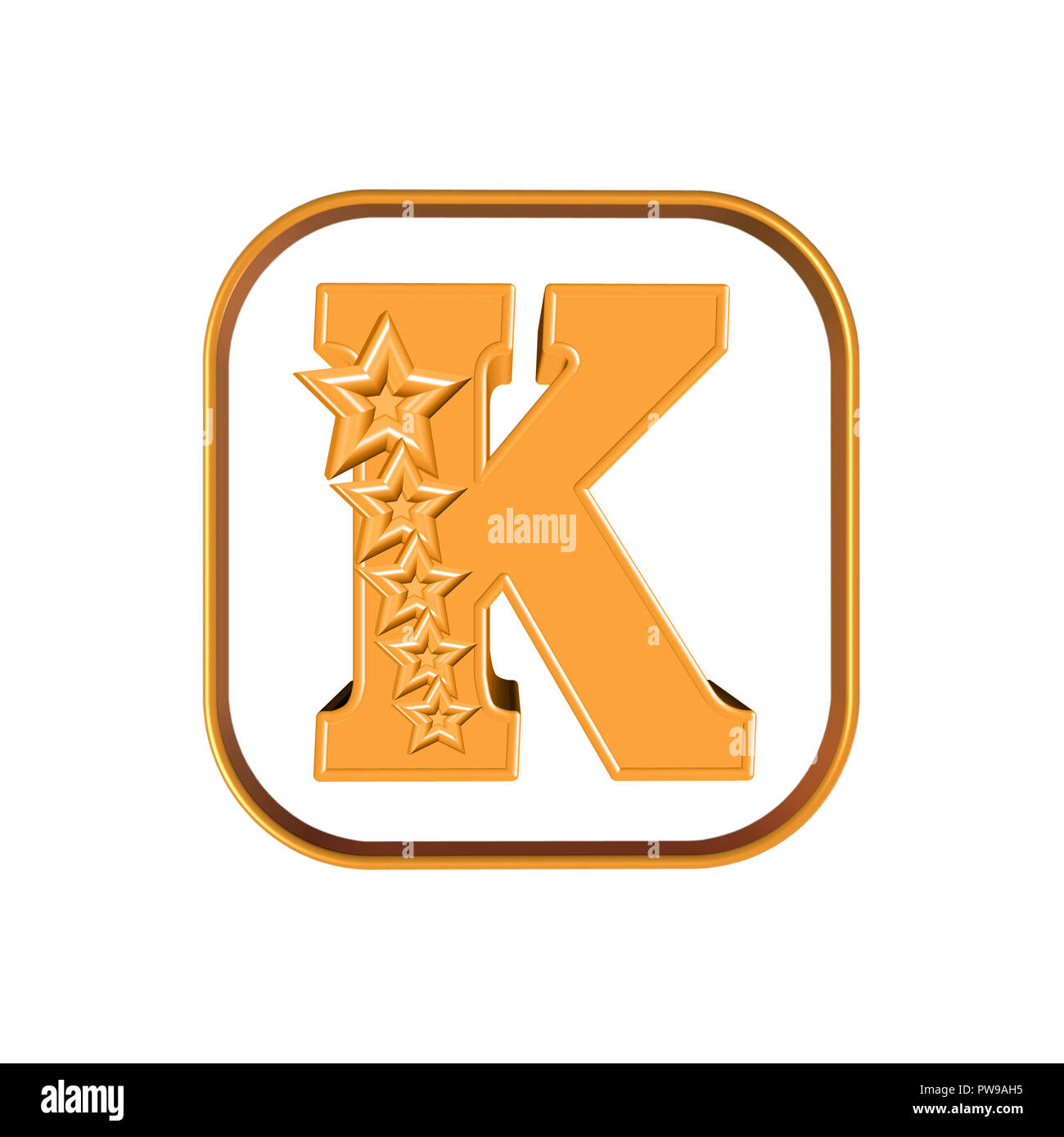 3D illustration letter K and five stars on white background Stock Photo ...