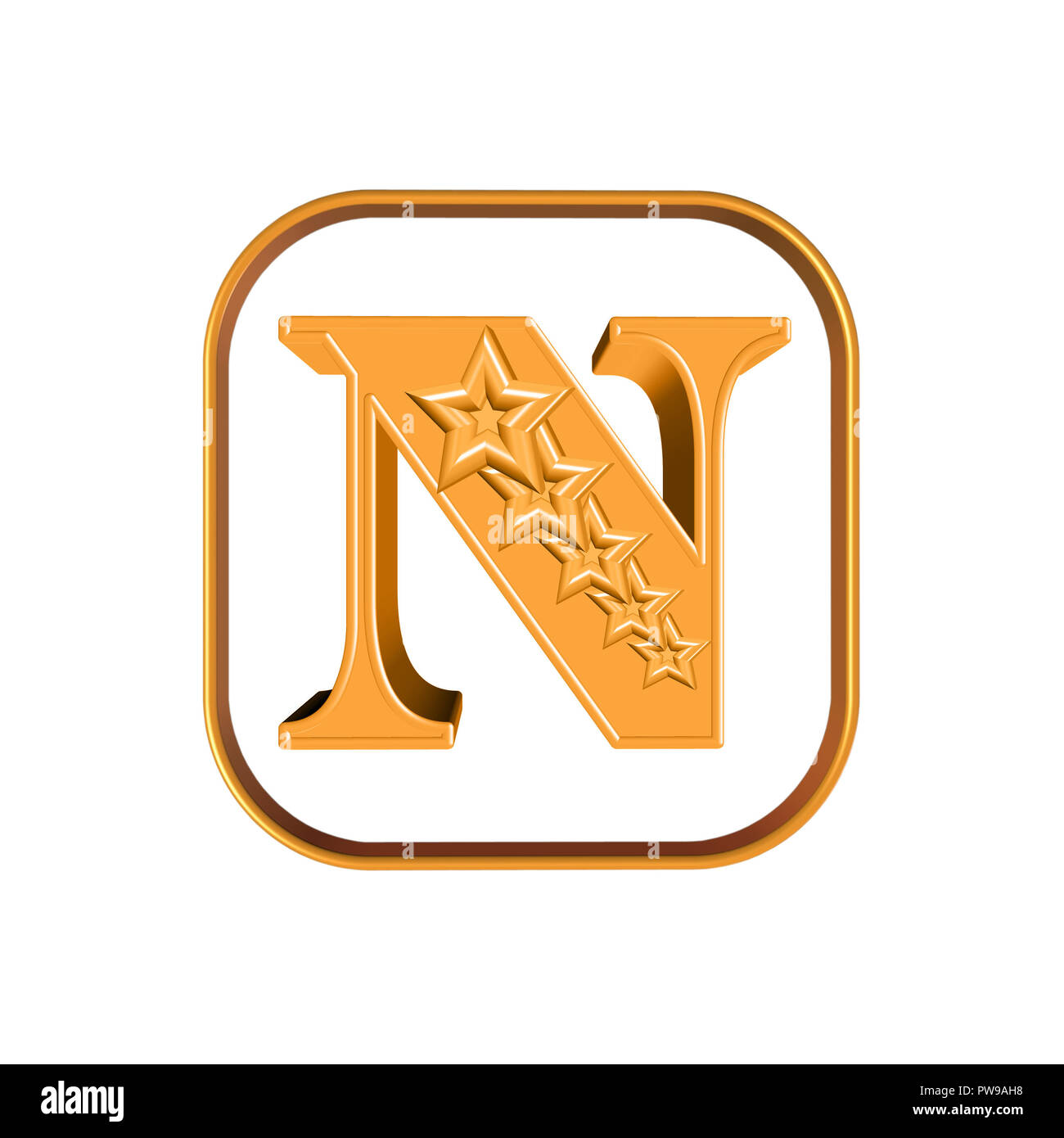3D illustration letter N and five stars on white background Stock Photo ...