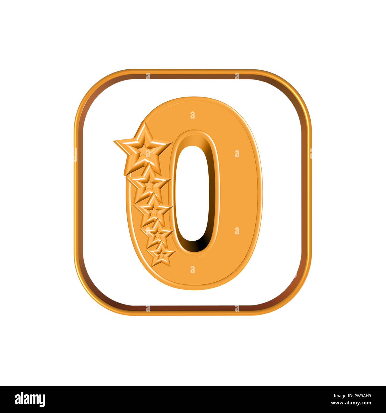 3D illustration letter O and five stars on white background Stock Photo ...