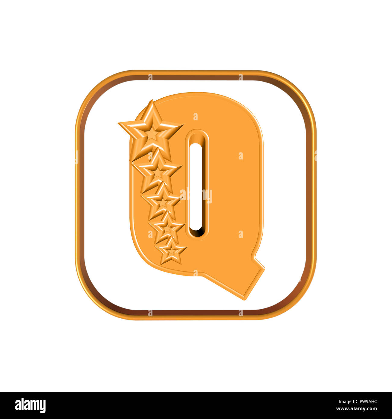 3D illustration letter Q and five stars on white background Stock Photo ...