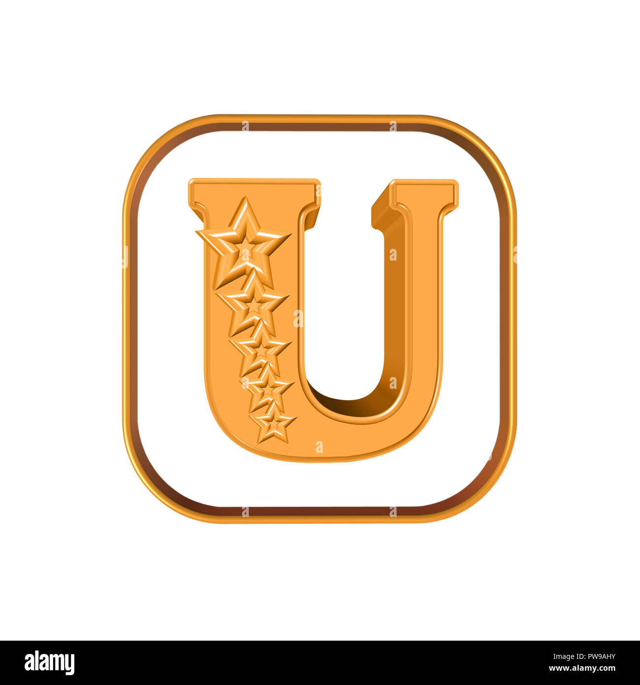 3D illustration letter U and five stars on white background Stock Photo ...
