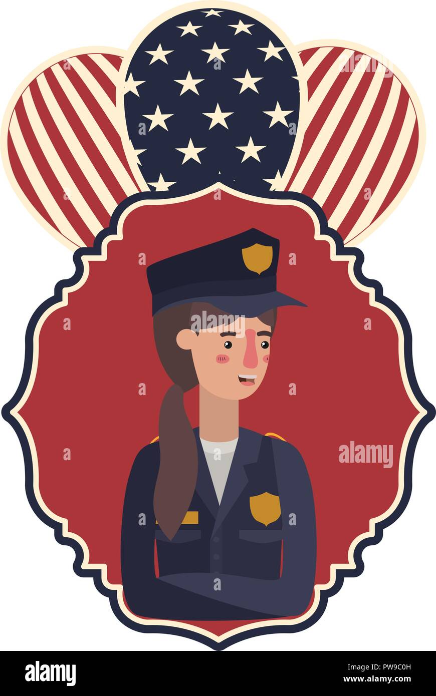 police woman celebrating the labor day avatar character Stock Vector ...