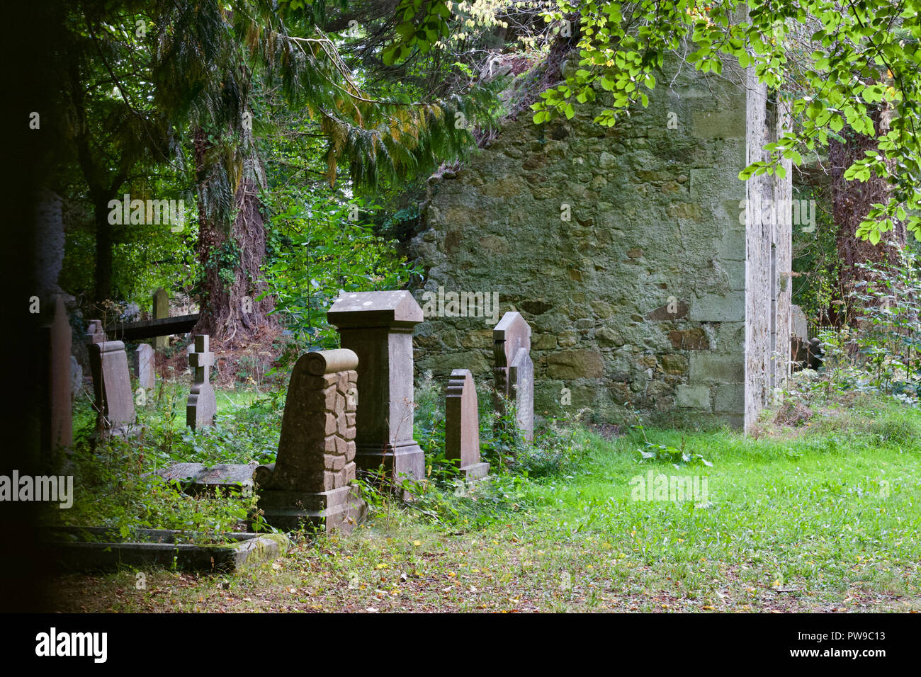 Small old European cemetery in a quiet woodland setting Stock Photo - Alamy