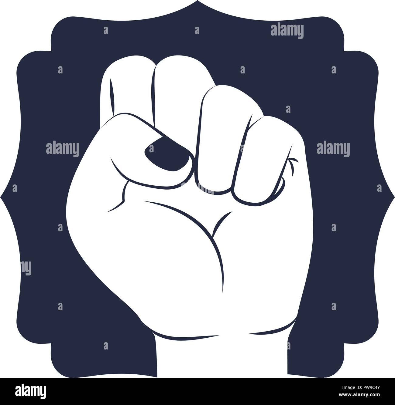 hand in fight signal with emblem isolated icon Stock Vector Image & Art ...