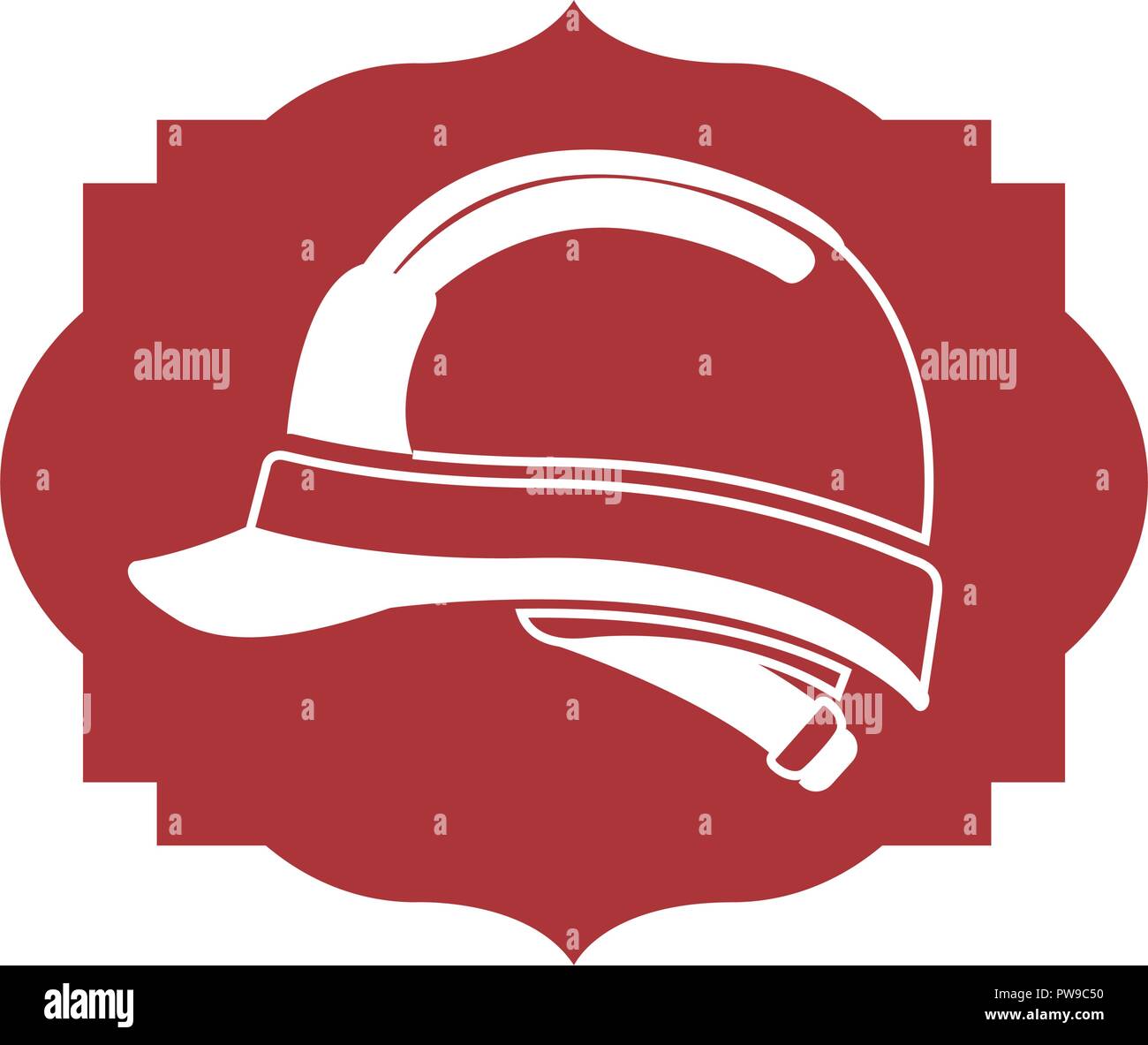 cute builder helmet with emblem isolated icon Stock Vector Image & Art ...