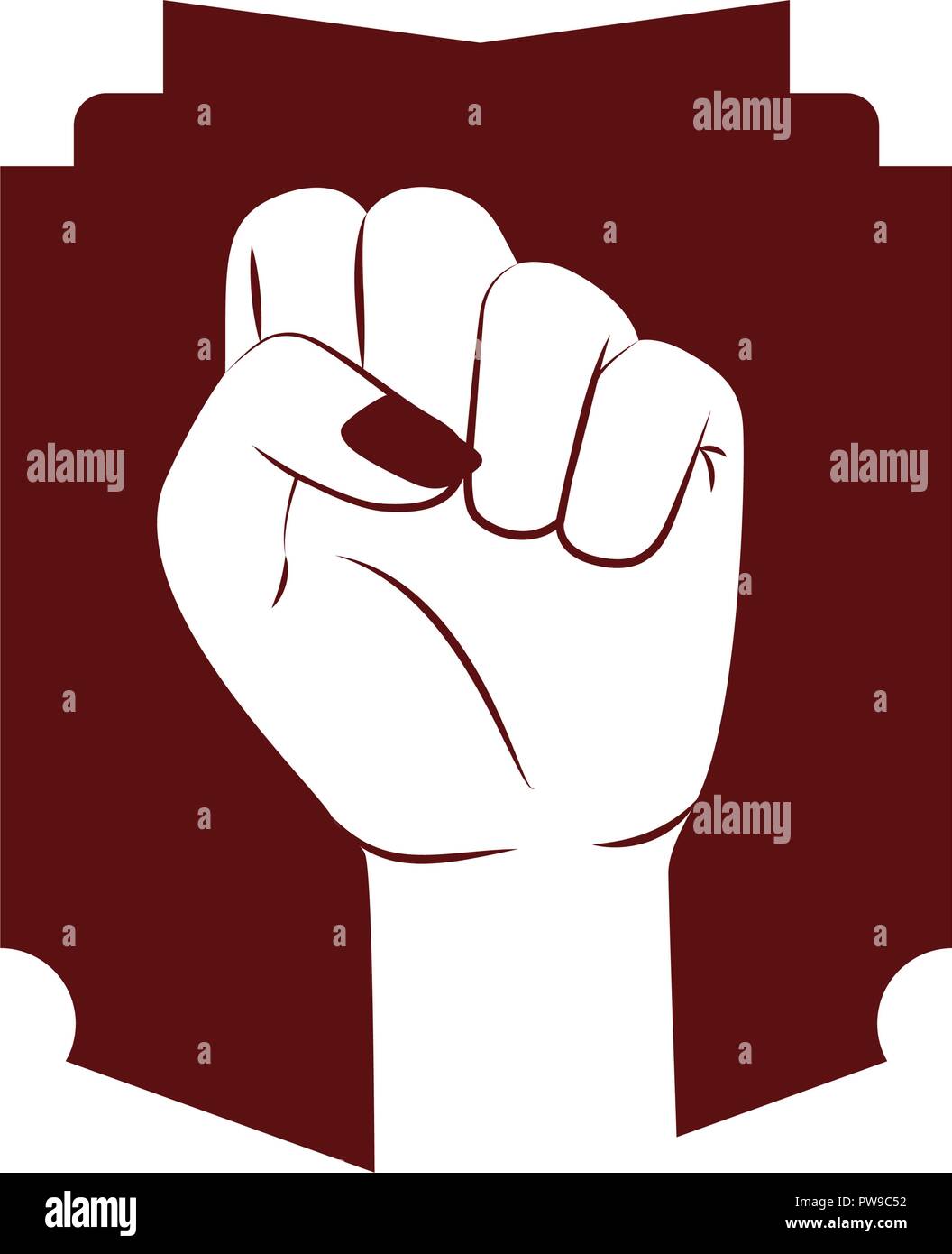 hand in fight signal with emblem isolated icon Stock Vector Image & Art ...