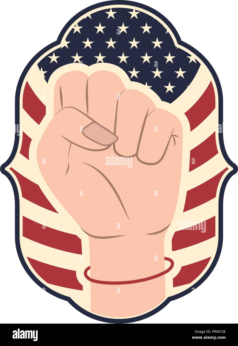 hand in fight signal with emblem isolated icon Stock Vector Image & Art ...