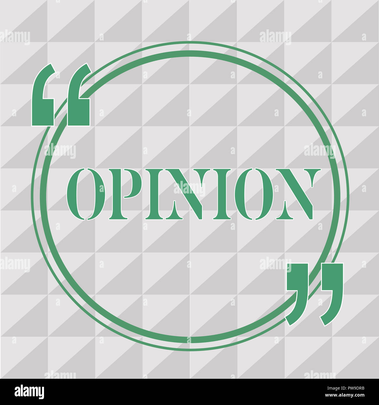 Text sign showing Opinion. Conceptual photo Judgment formed about ...