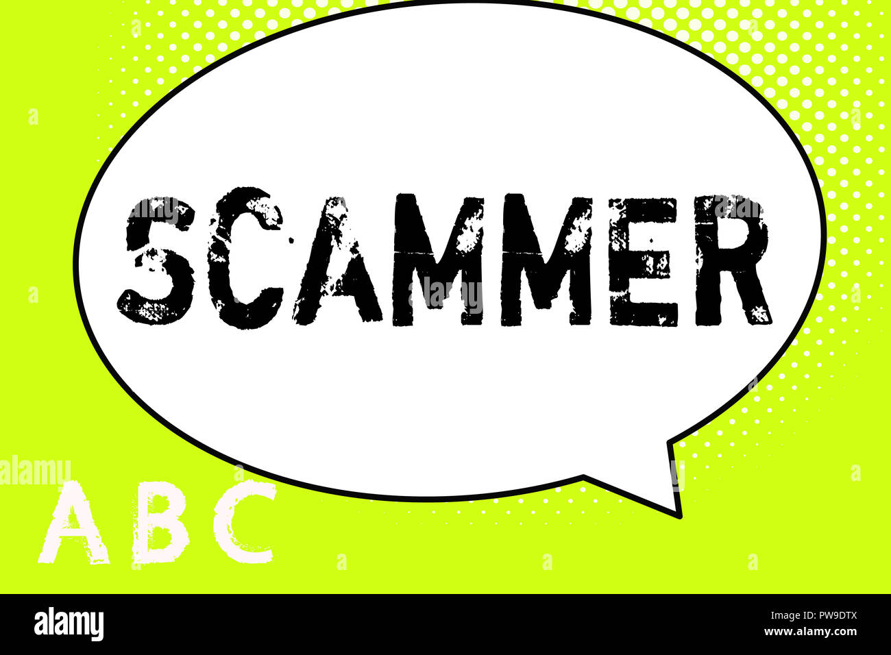 Text sign showing Scammer. Conceptual photo Someone who makes money by ...