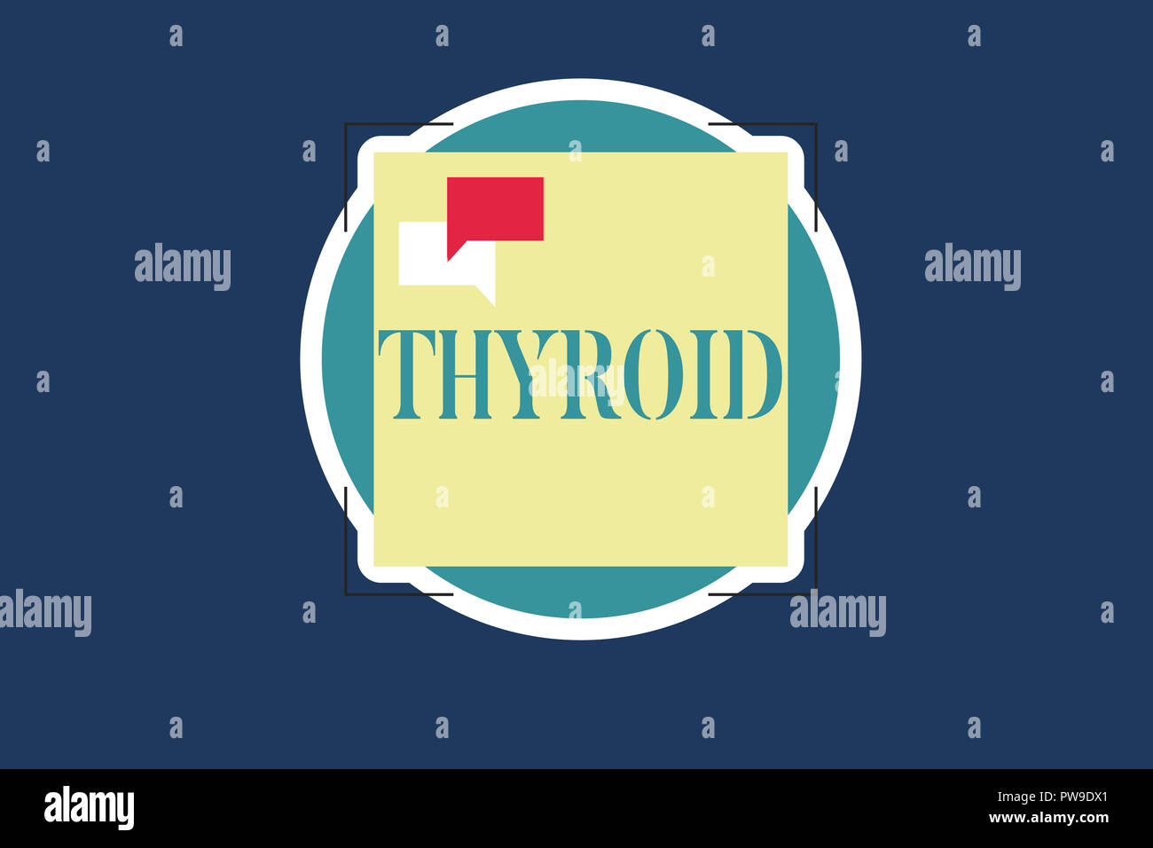 Text sign showing Thyroid. Conceptual photo Gland in neck Secretes ...