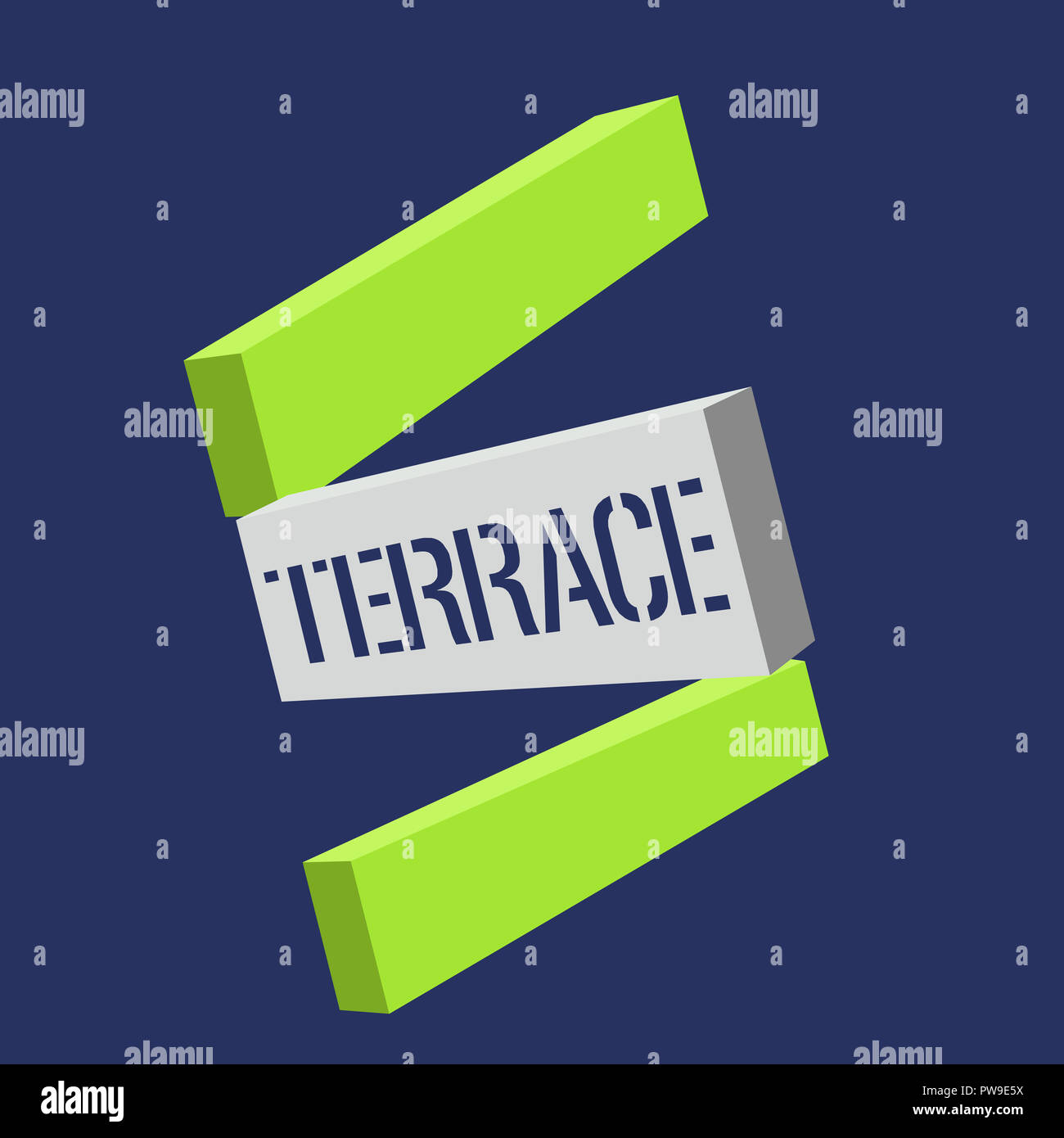 Text sign showing Terrace. Conceptual photo Level paved area next to ...