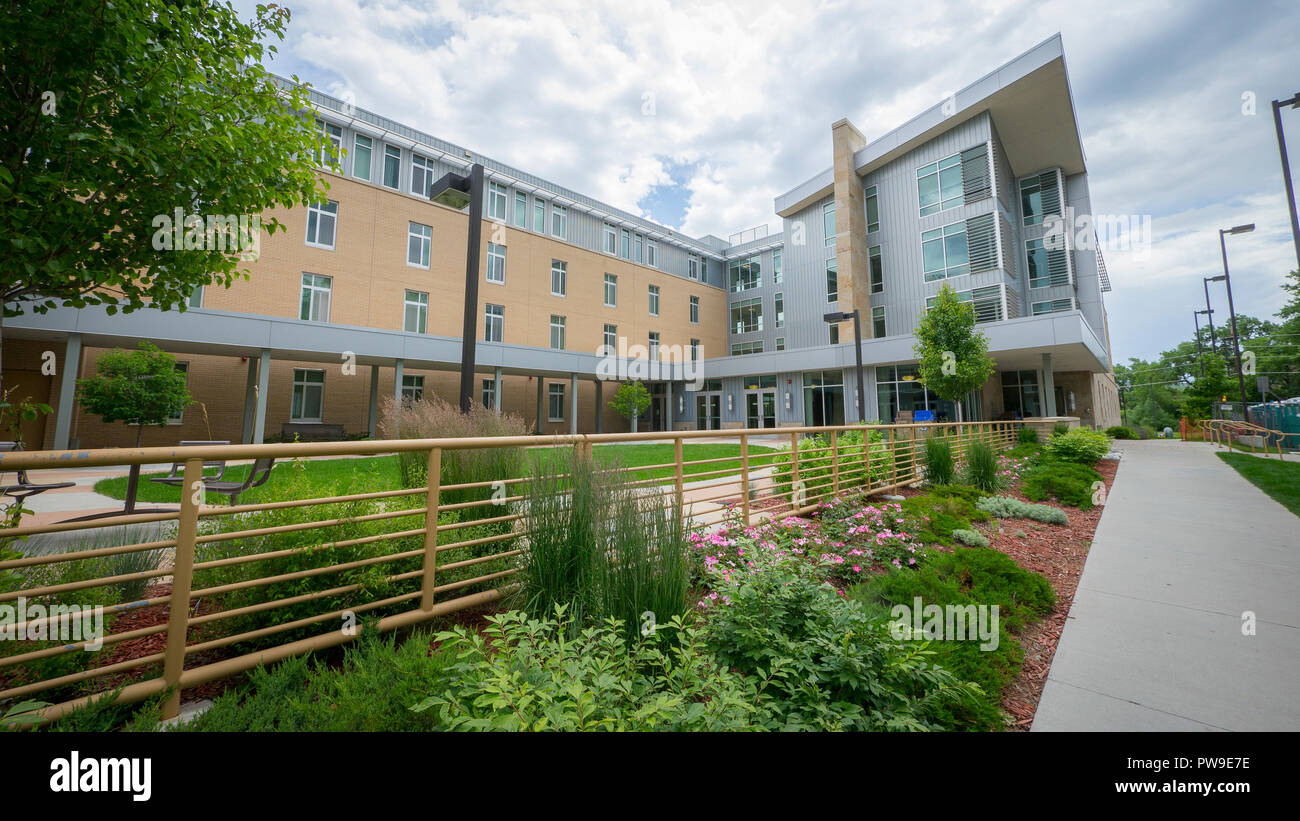 Modern dormitory building at the Colorado School of Mines in Golden ...