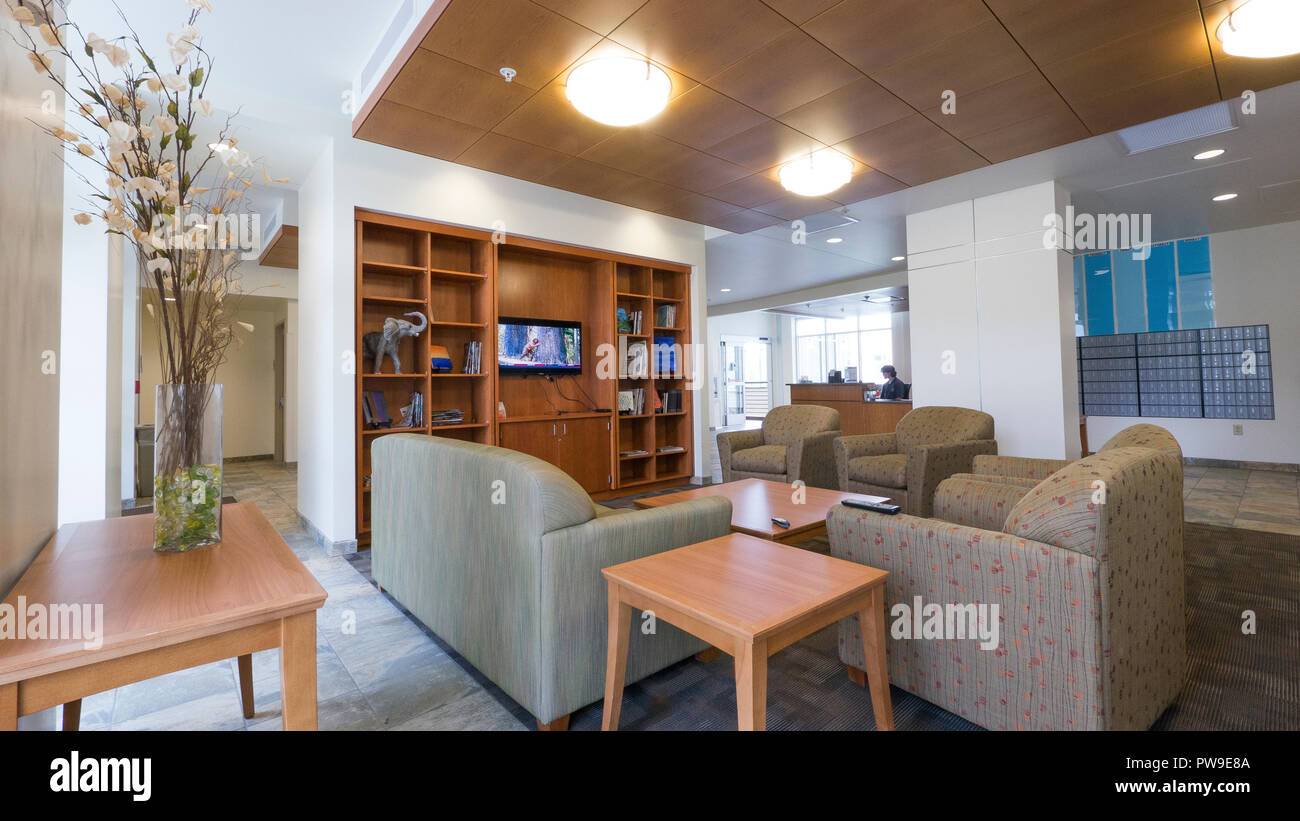 Living space in modern college residence hall Stock Photo - Alamy