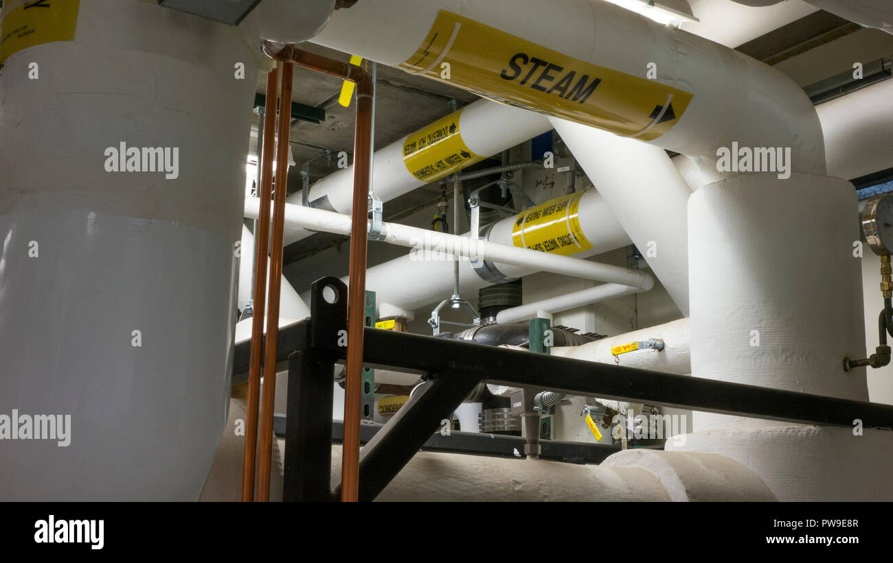 Heating and cooling system in a modern commercial building ...