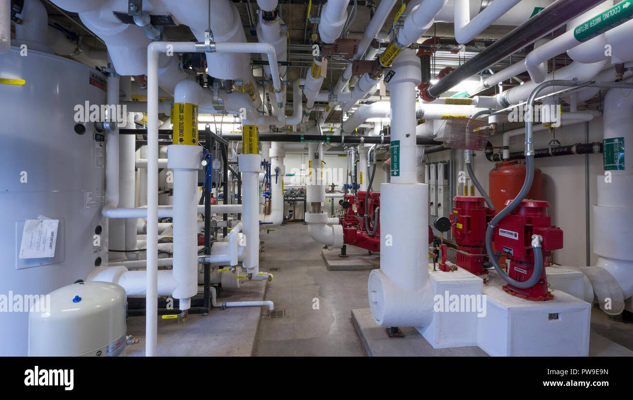 Heating and cooling system in a modern commercial building ...