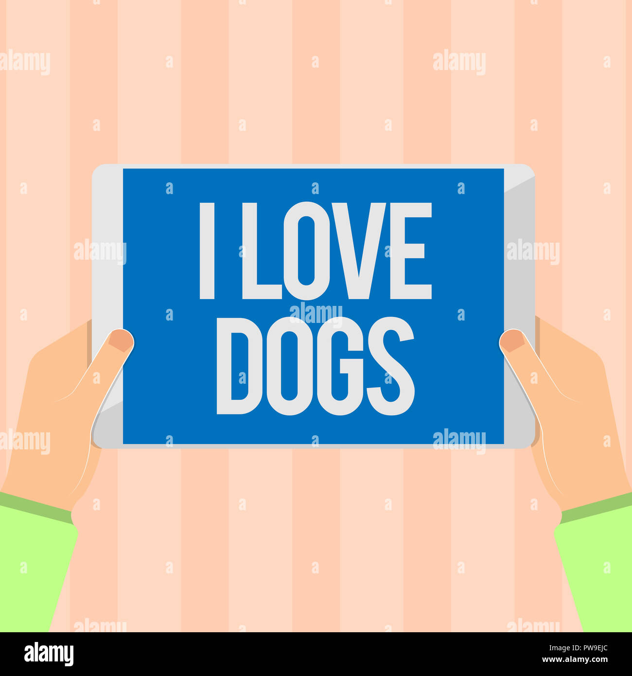 Text sign showing I Love Dogs. Conceptual photo Have good feelings ...