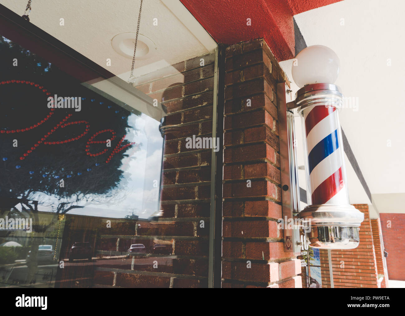 Barber shop open sign hi-res stock photography and images - Alamy