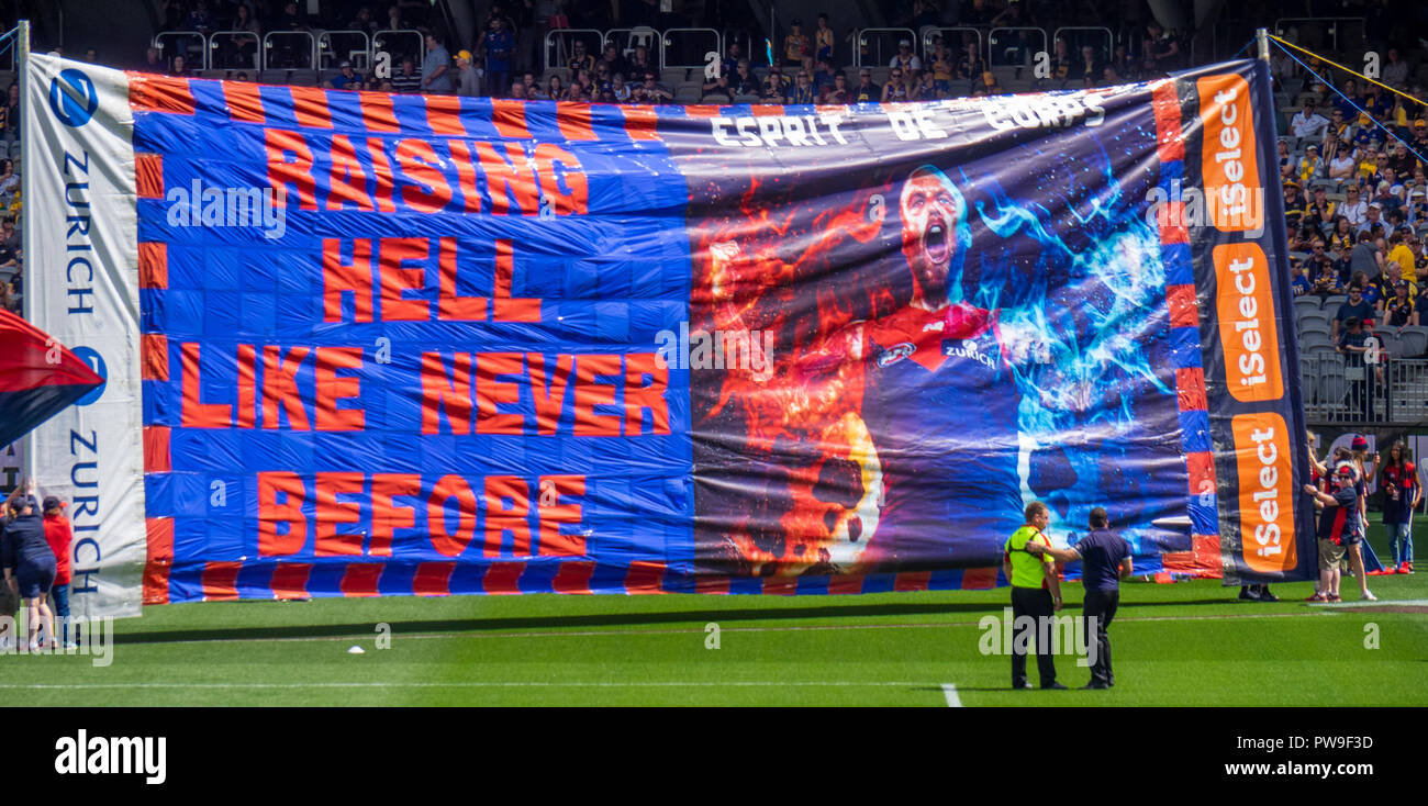 Melbourne Demons Football Club banner at Optus Stadium 2018 AFL ...