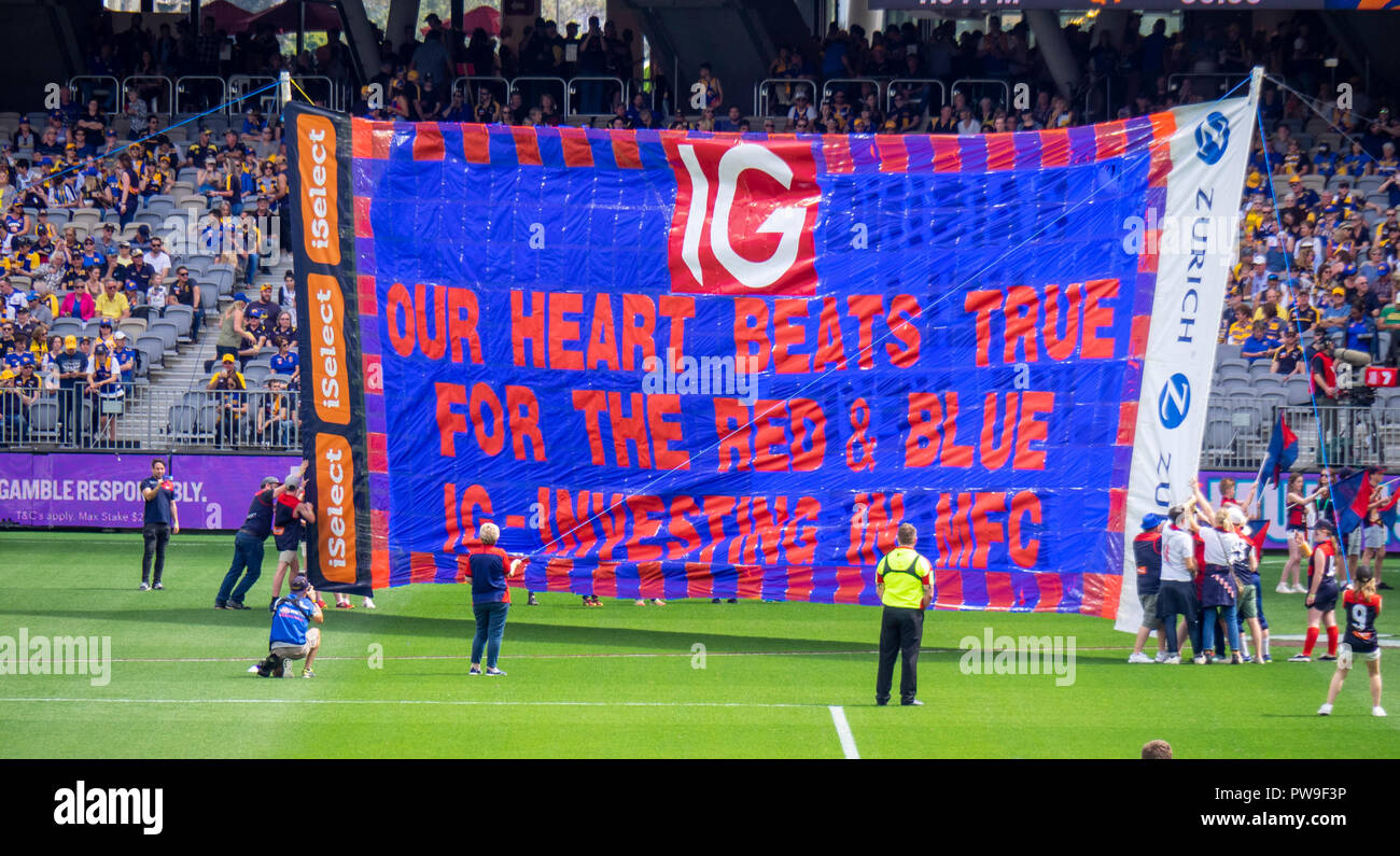 Melbourne Demons Football Club banner at Optus Stadium 2018 AFL ...
