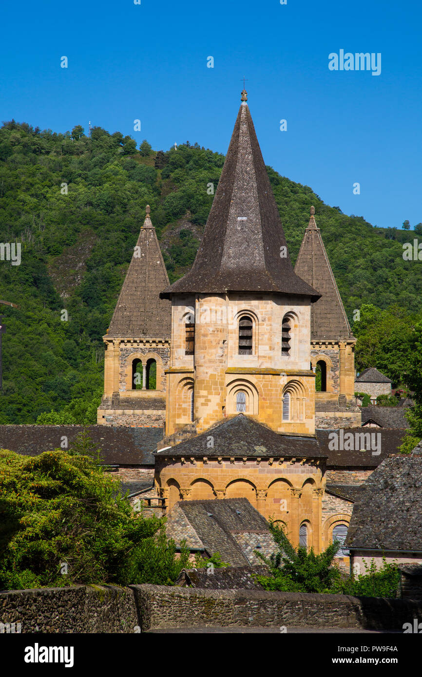 The Abbey of Saint Foy in the medieval village of Conques in France ...