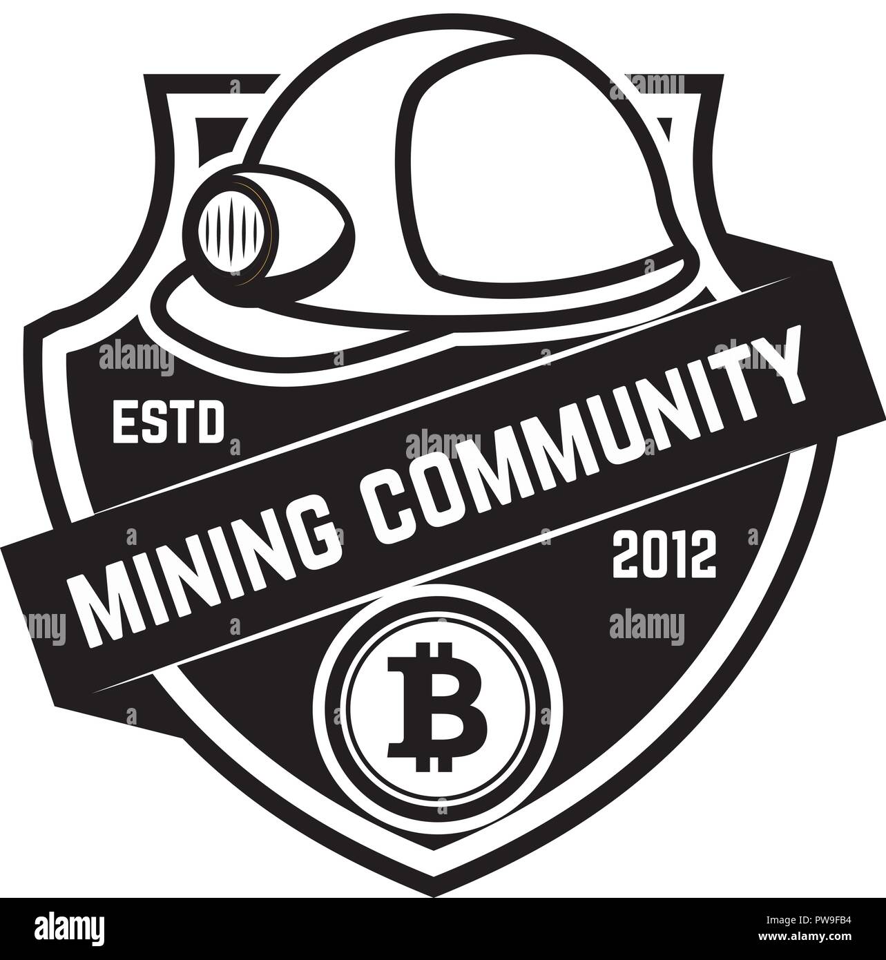 Cryptocurrency mining emblem isolated on white background. Design ...