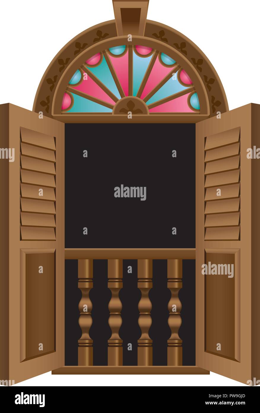 A beautiful traditional wooden Malay style village window frame Stock ...