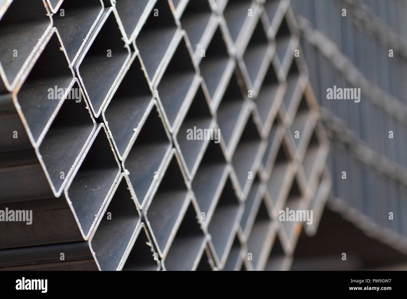 Metal profile pipe of rectangular cross section in packs at the ...