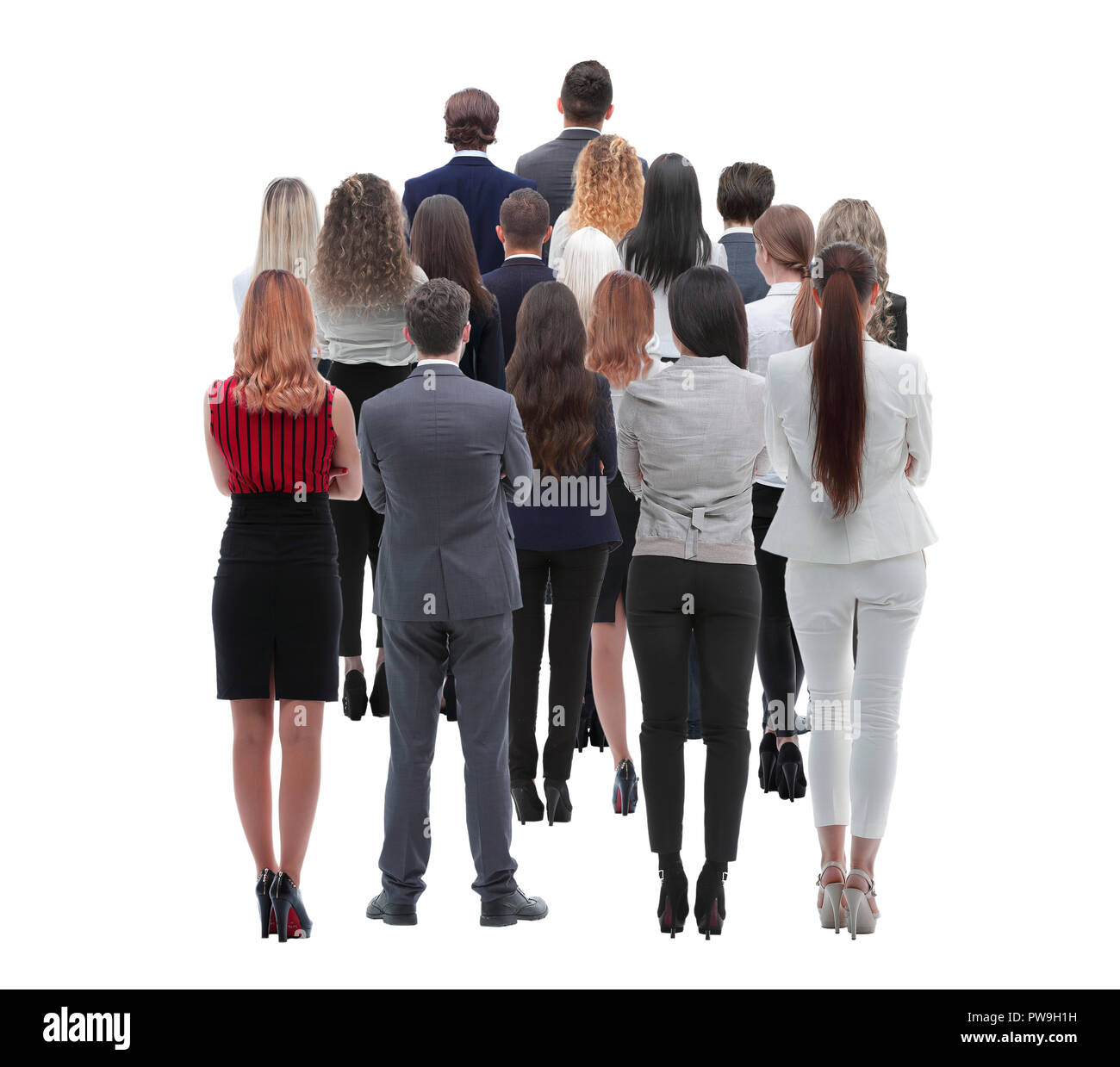Back view group of business people. Rear view. Isolated over white ...