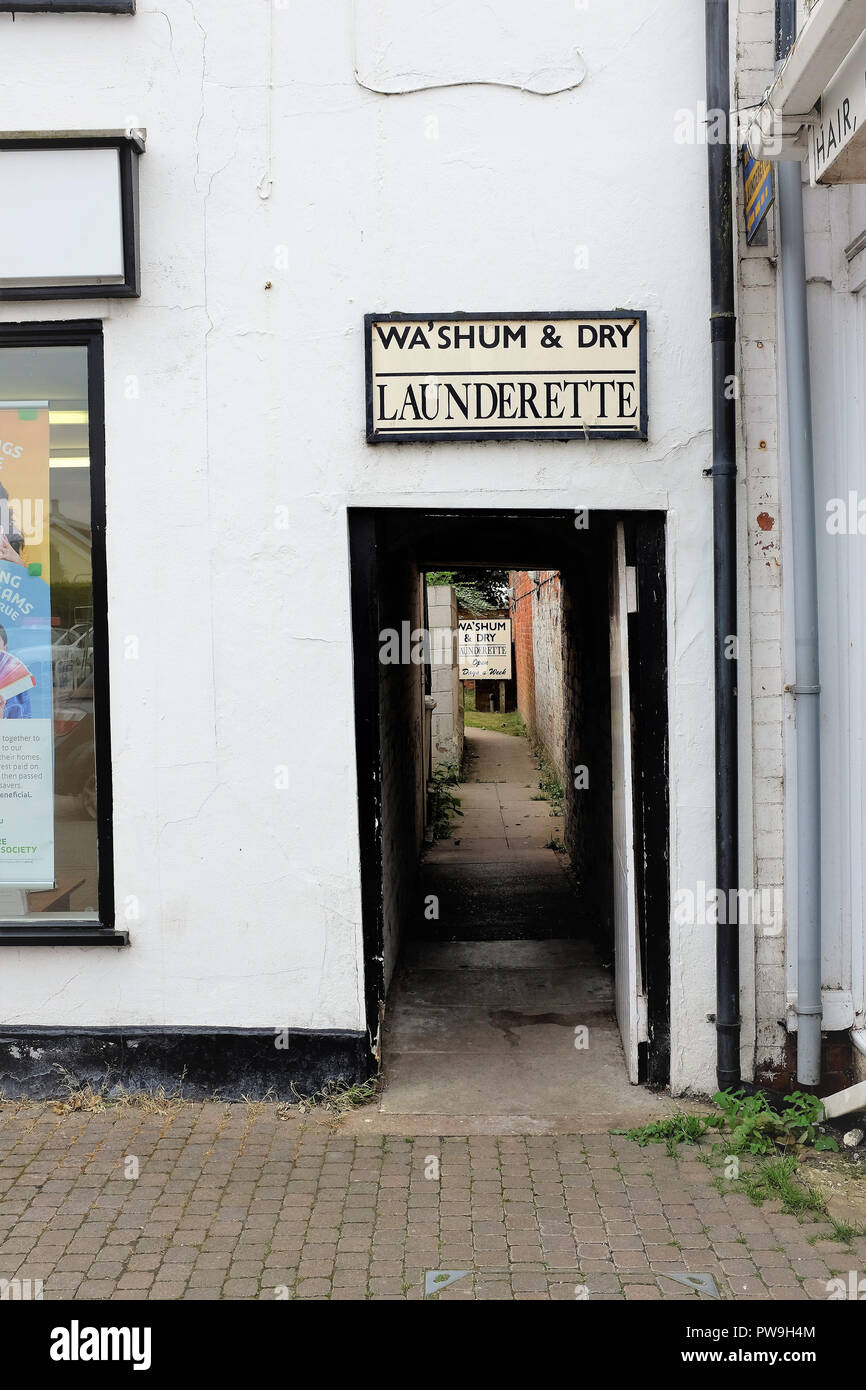Sutton on Sea, Lincolnsire, UK. October 03, 2018. A launderette with a ...