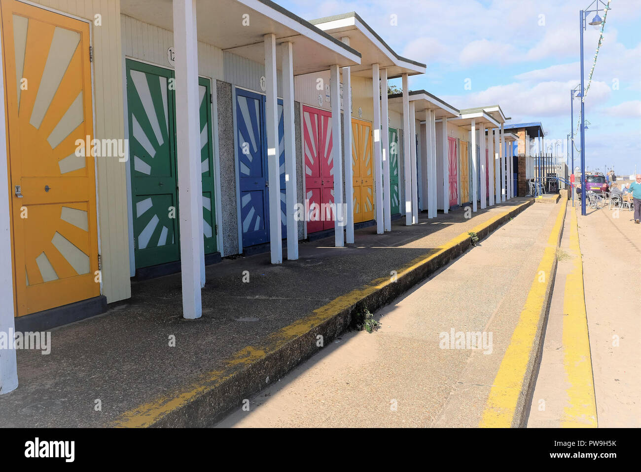 Mablethorpe, Lincolnshire, UK. October 04, 2018. Colorful beach huts ...