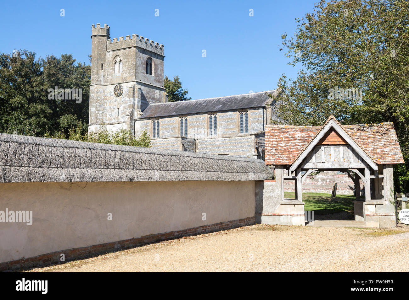 Lychgate entrance to Church of All Saints, Enford, Wiltshire, England ...