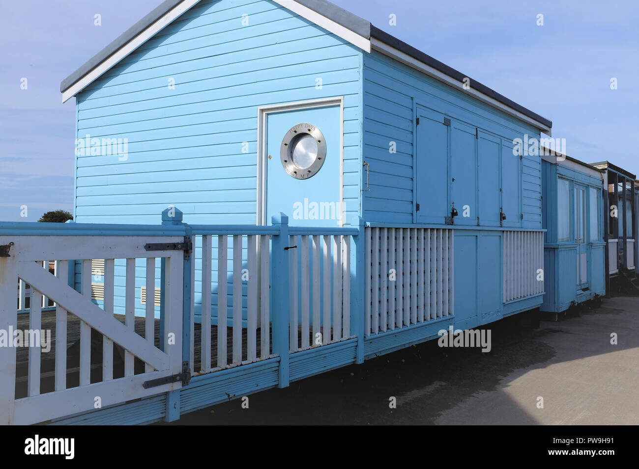 Sandilands, Lincolnshire, UK. October 07, 2018. A unusual beach hut ...