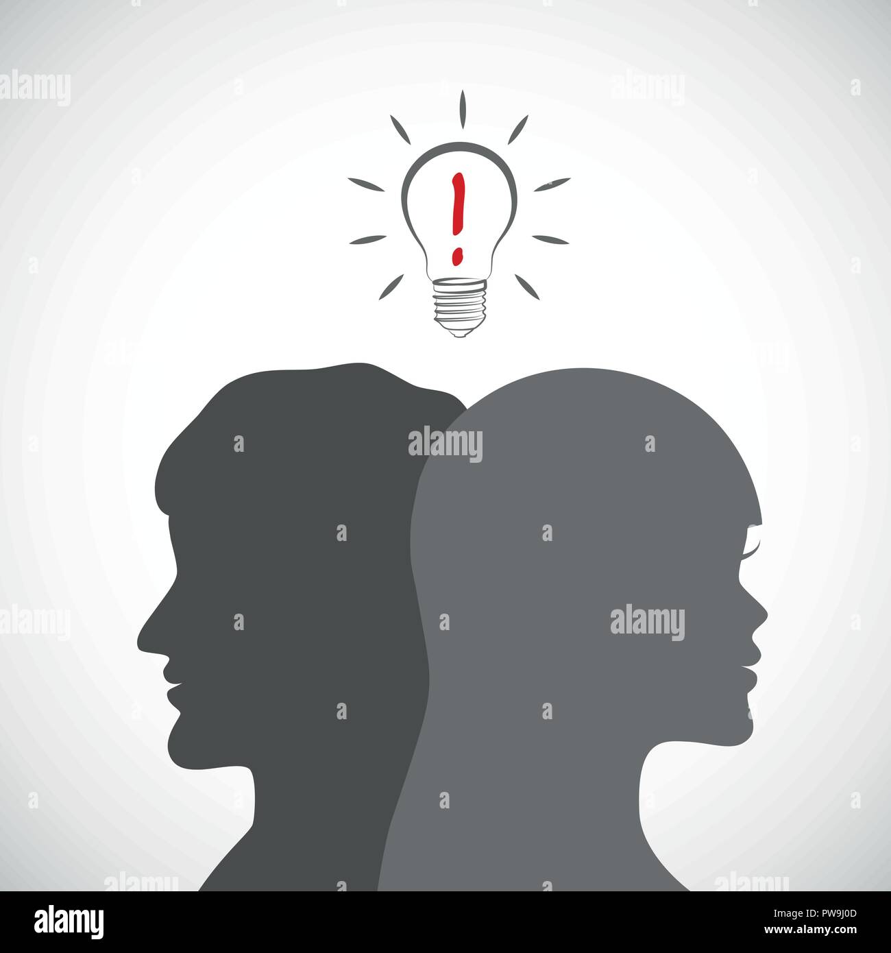 man and woman have same idea vector illustration Stock Vector Image ...