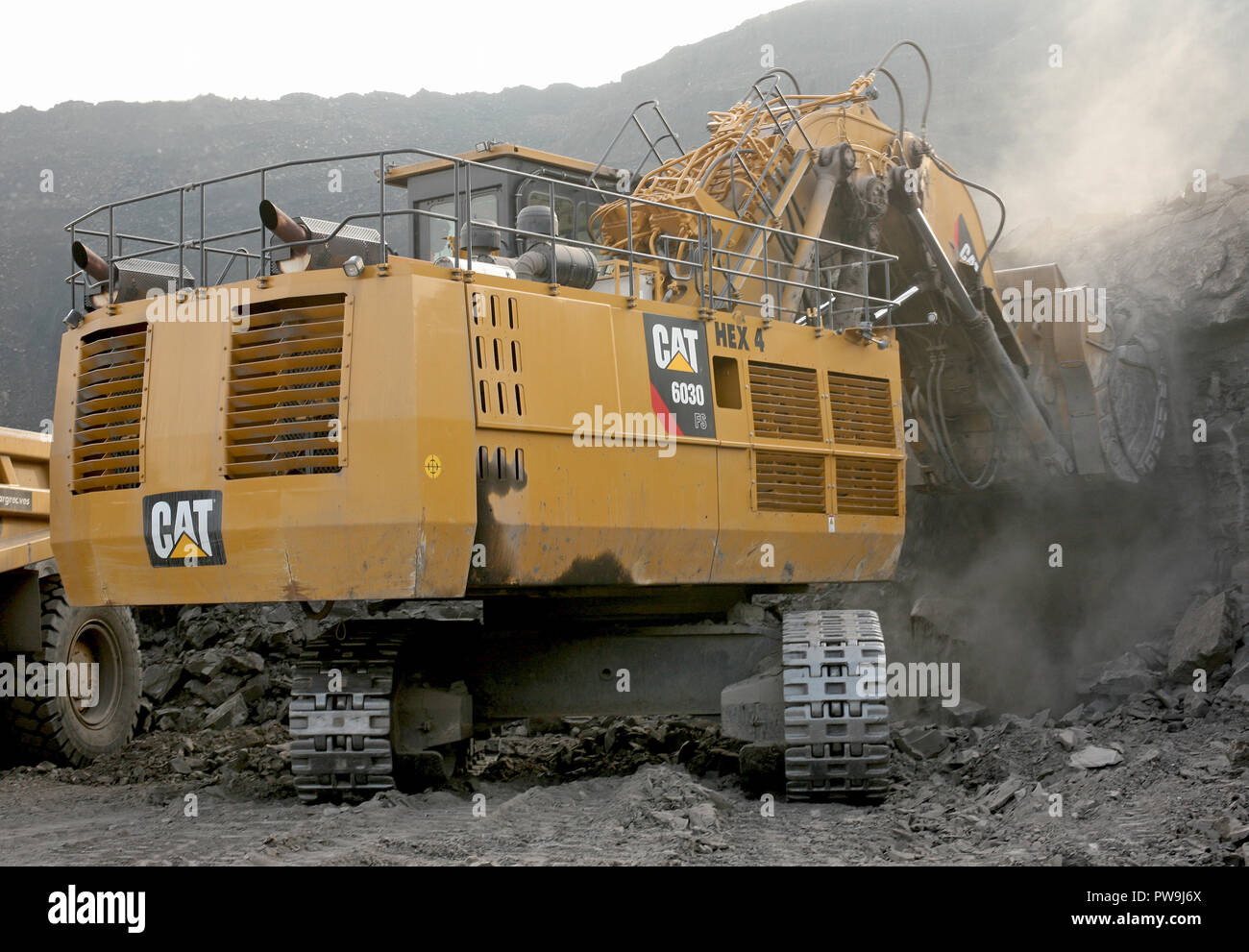 A Caterpillar 6030 range of hydraulic face shovels and excavators ...