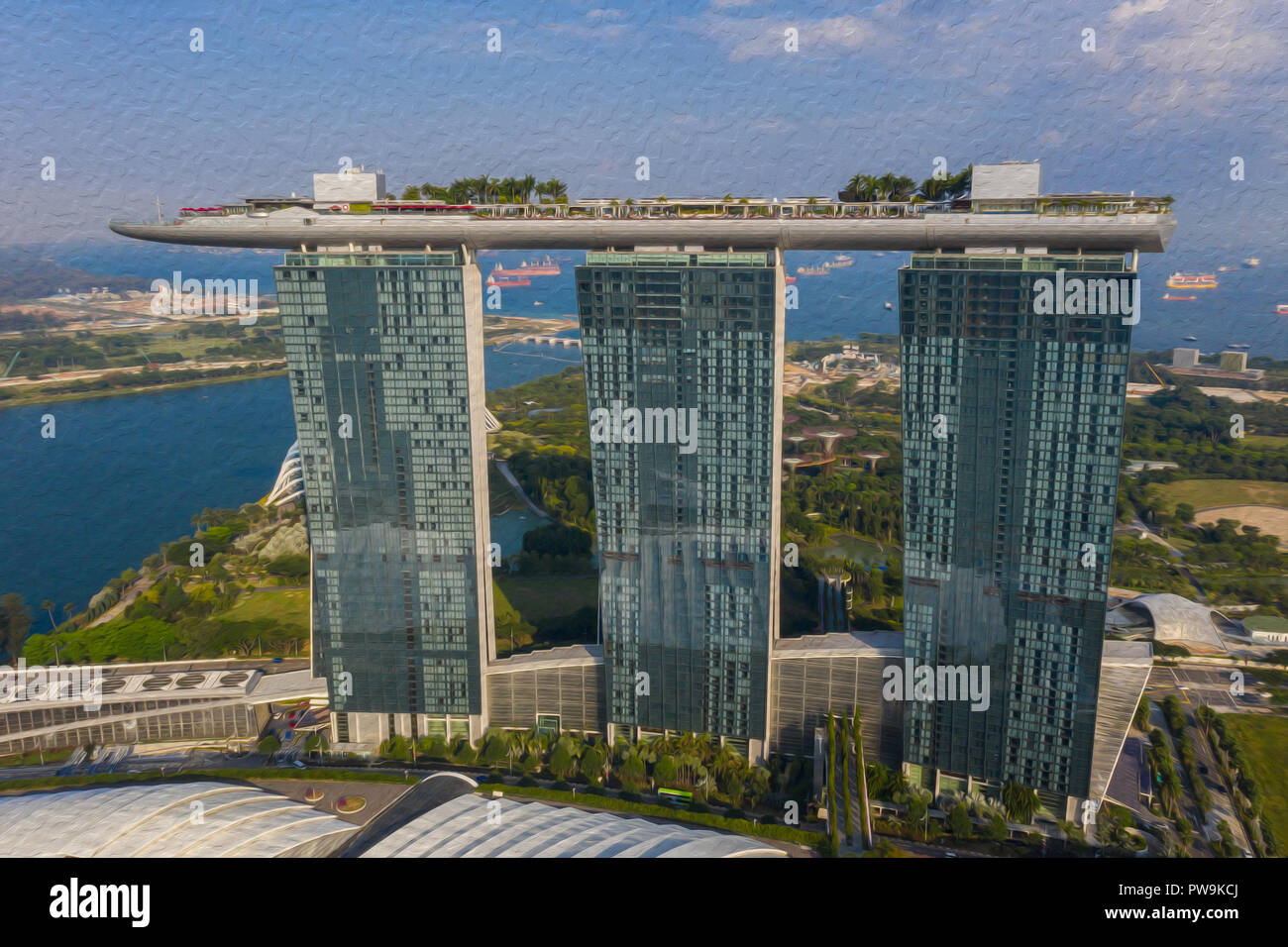 Picture effect of Marina Bay Sands hotel skyscraper architecture from ...